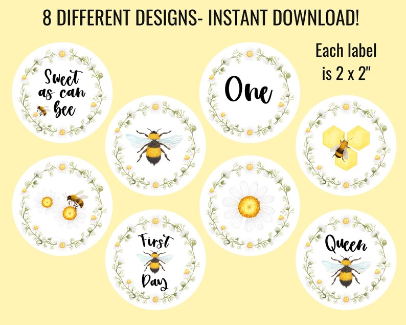 Bee Cupcake Toppers, Printable Cupcake Topper, Instant Download, Bee ...