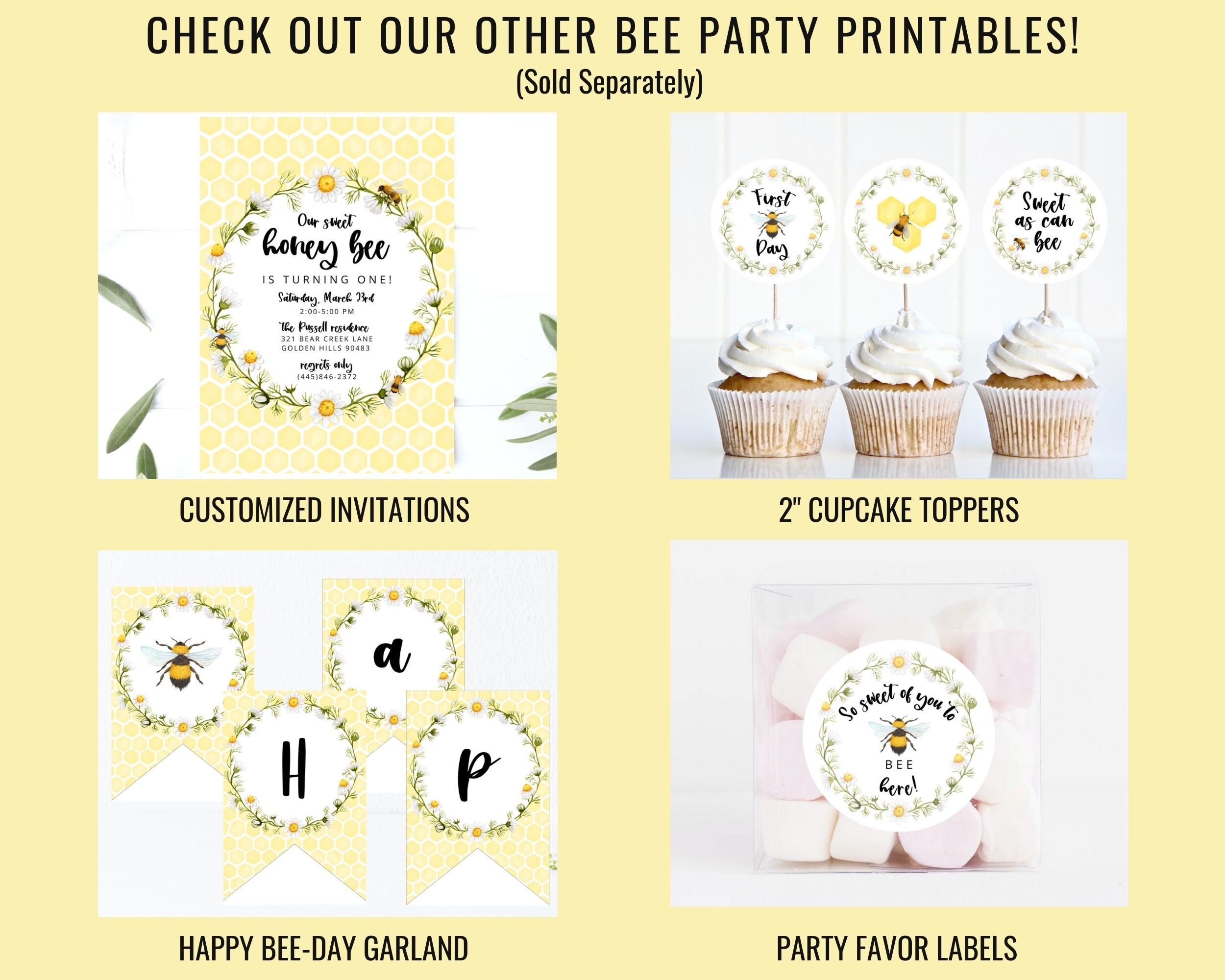 Bee Party Sign, Bee Party Decor, Printable, Instant Download, Bee ...