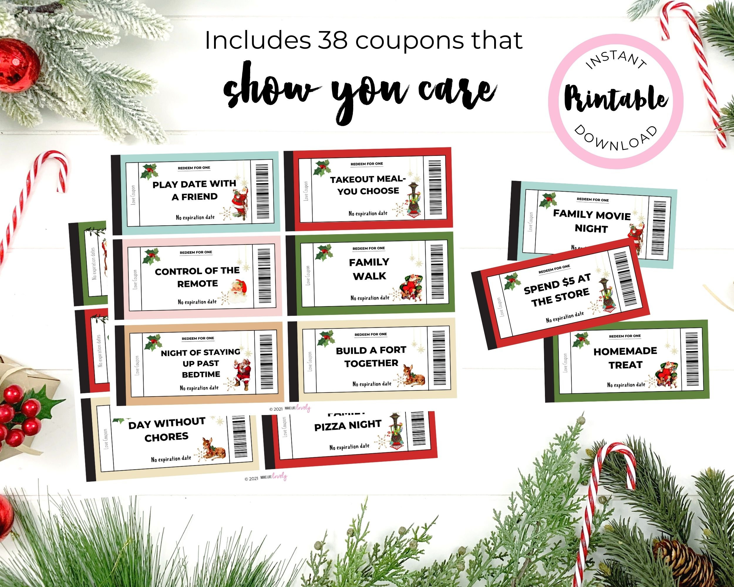 Printable Christmas Coupon Book Kids Coupon Book Christmas Coupons ...