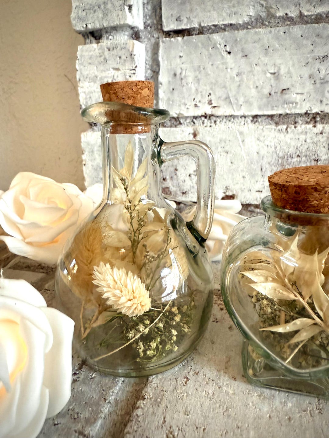 Dried Flower Apothecary Jars White Neutral Flower Bouquet Botanical ...