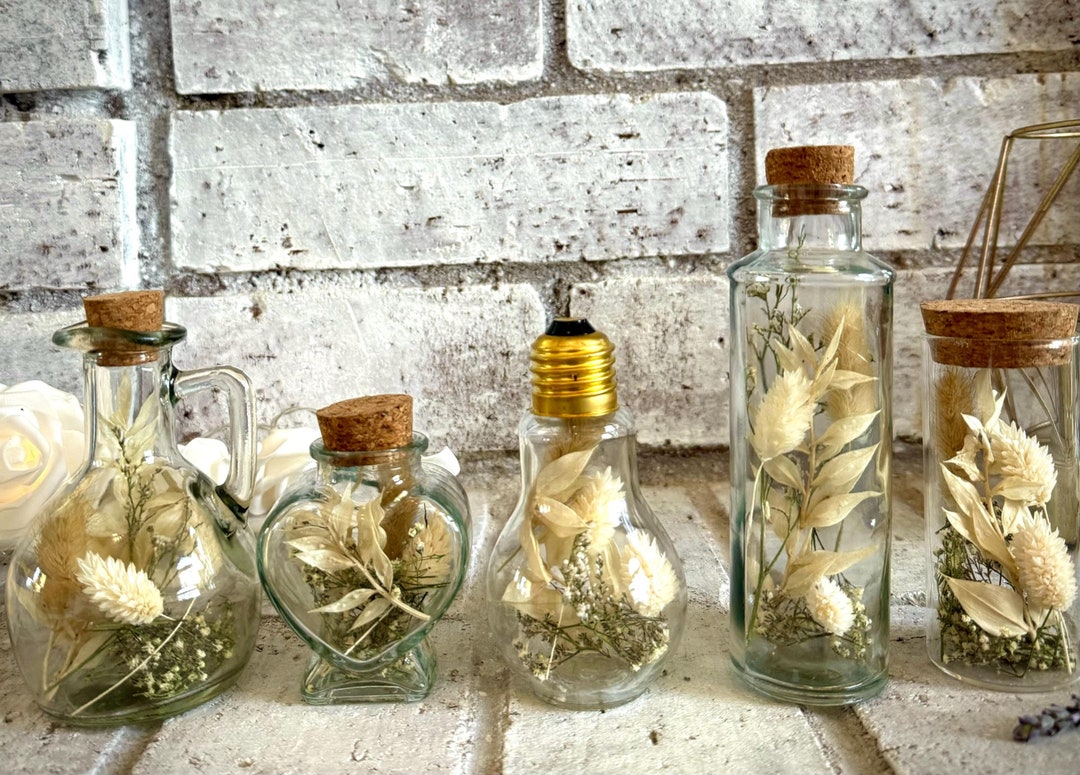 White Meadow Terrarium : Dried Flowers - Bookshelf & Desk Decor, Flower ...