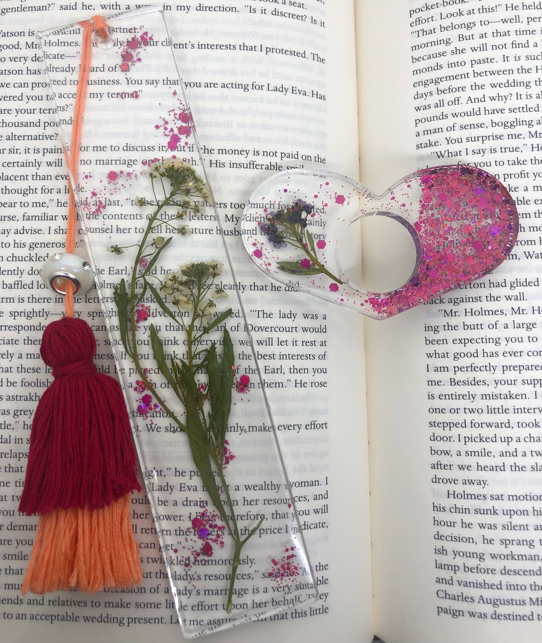 Handmade Resin Bookmark With Thumb Page Holder and Double Layer Tassel ...