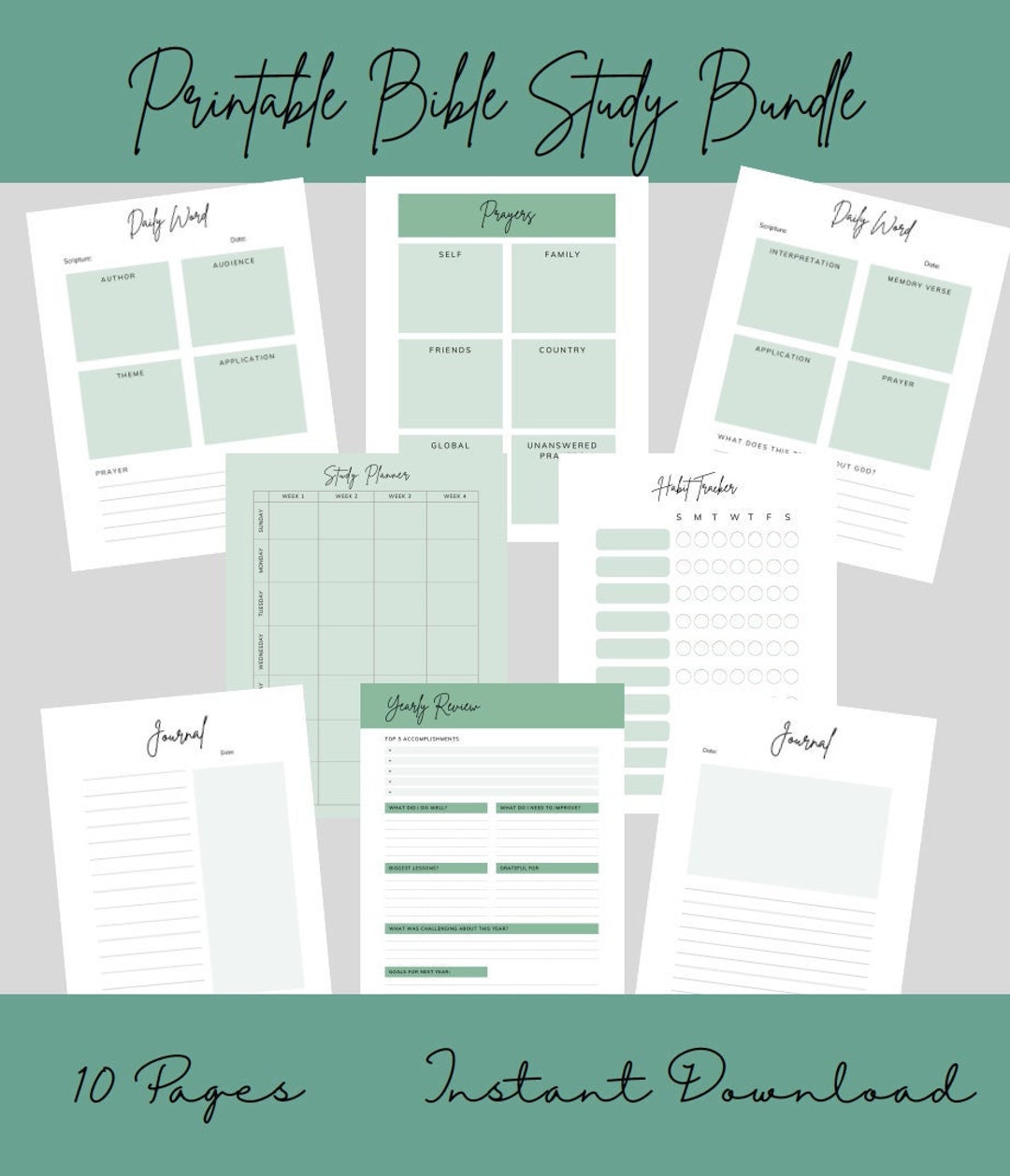 Printable Daily Devotional Bible Study and Prayer Journal Bundle - 10 ...