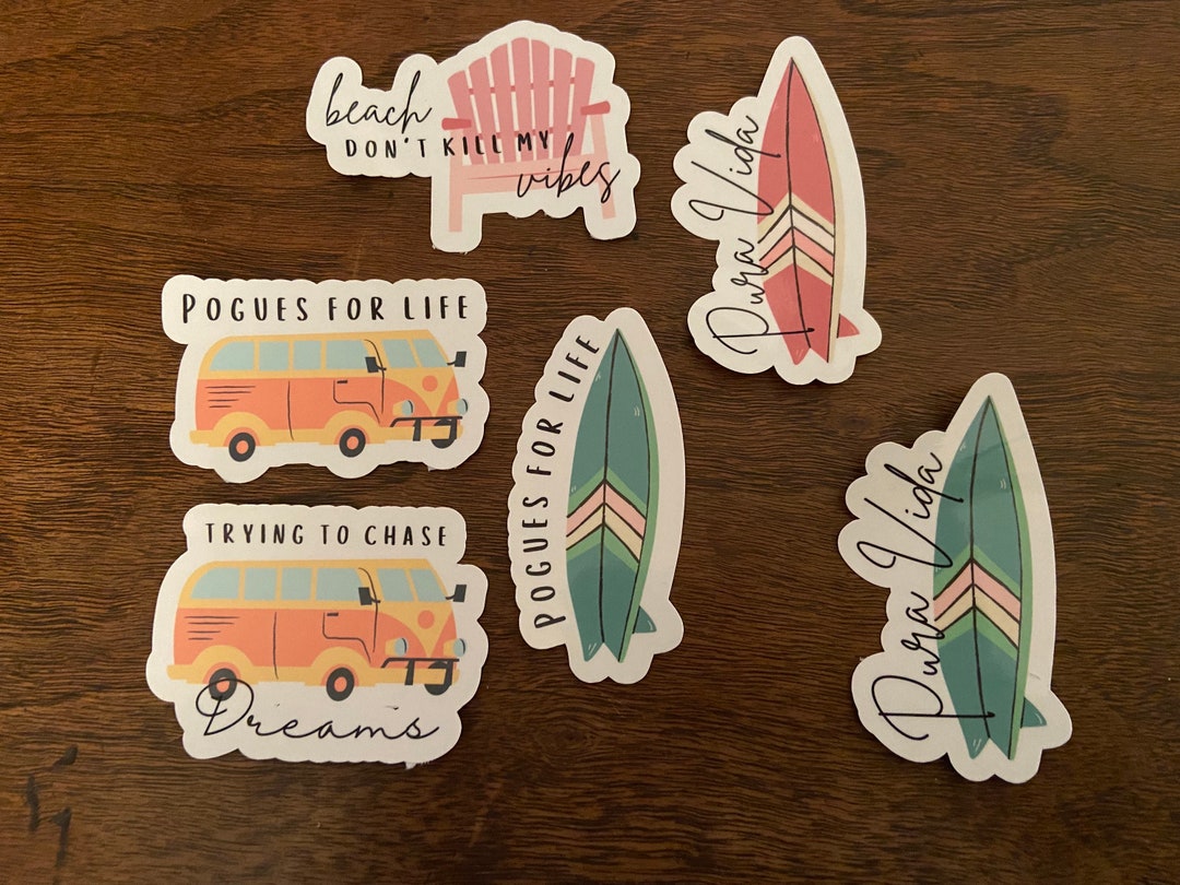 Island Vibes Waterproof Sticker Beach Waterproof Stickers 6 Variations ...