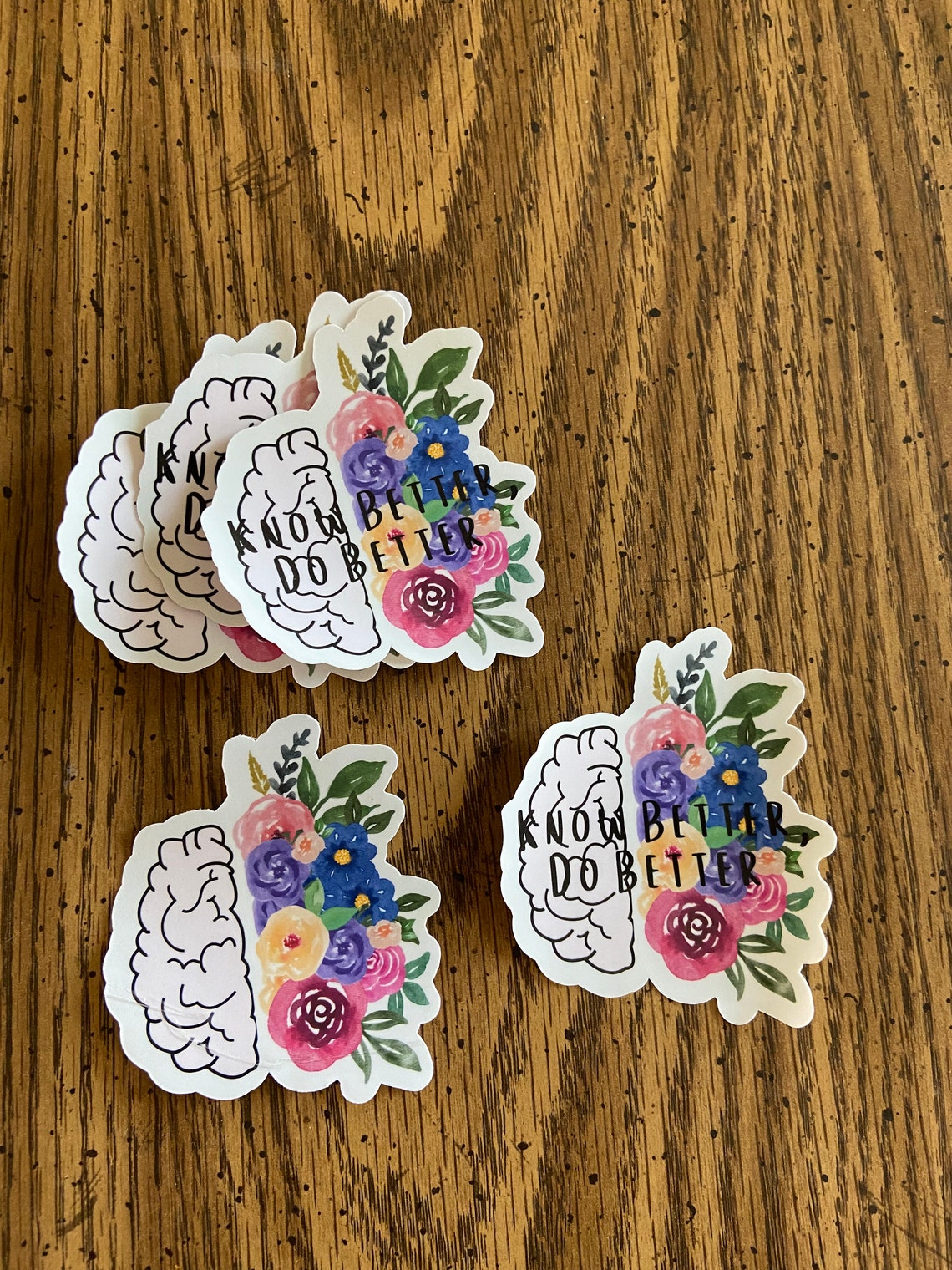 Sticker | Know Better, Do Better | Floral Brain Waterproof Sticker ...