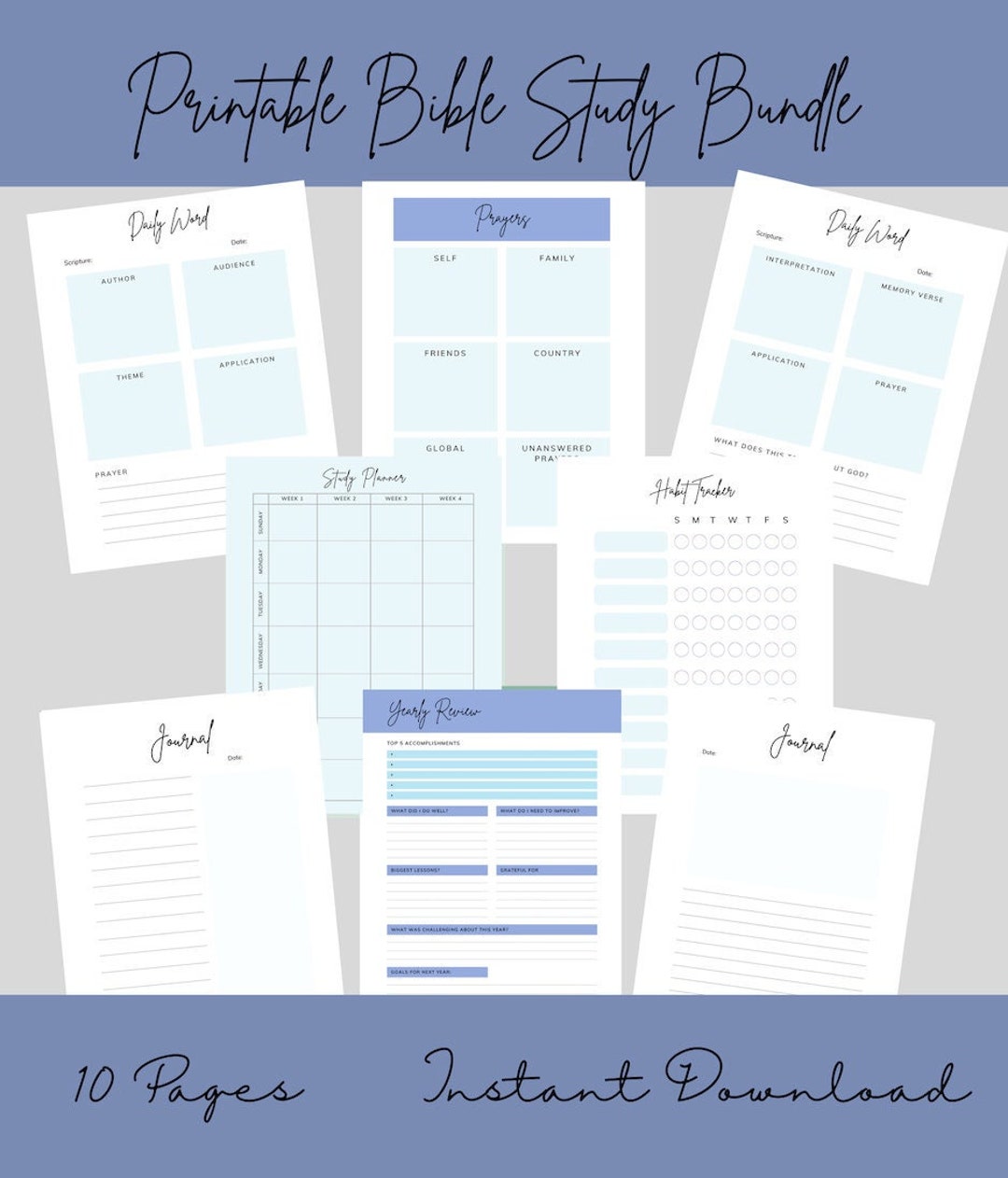 Printable Daily Devotional Bible Study and Prayer Journal Bundle - 10 ...