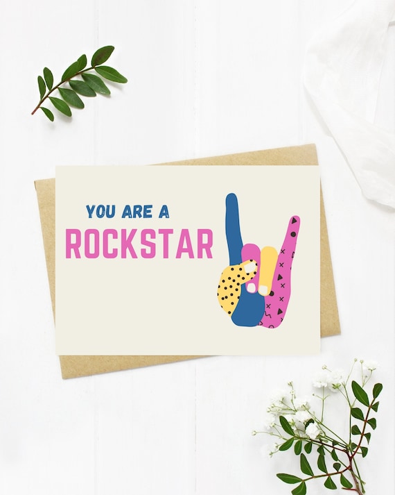 You Are a Rockstar Congrats You Are a Rockstar Thank You Card | Etsy