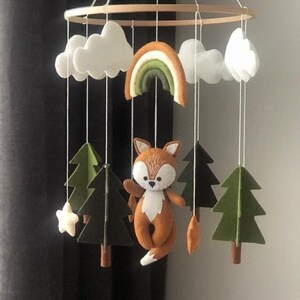 Fox Baby Mobile Girl Boho Baby Mobile Baby Mobile With Sleeping Fox ...