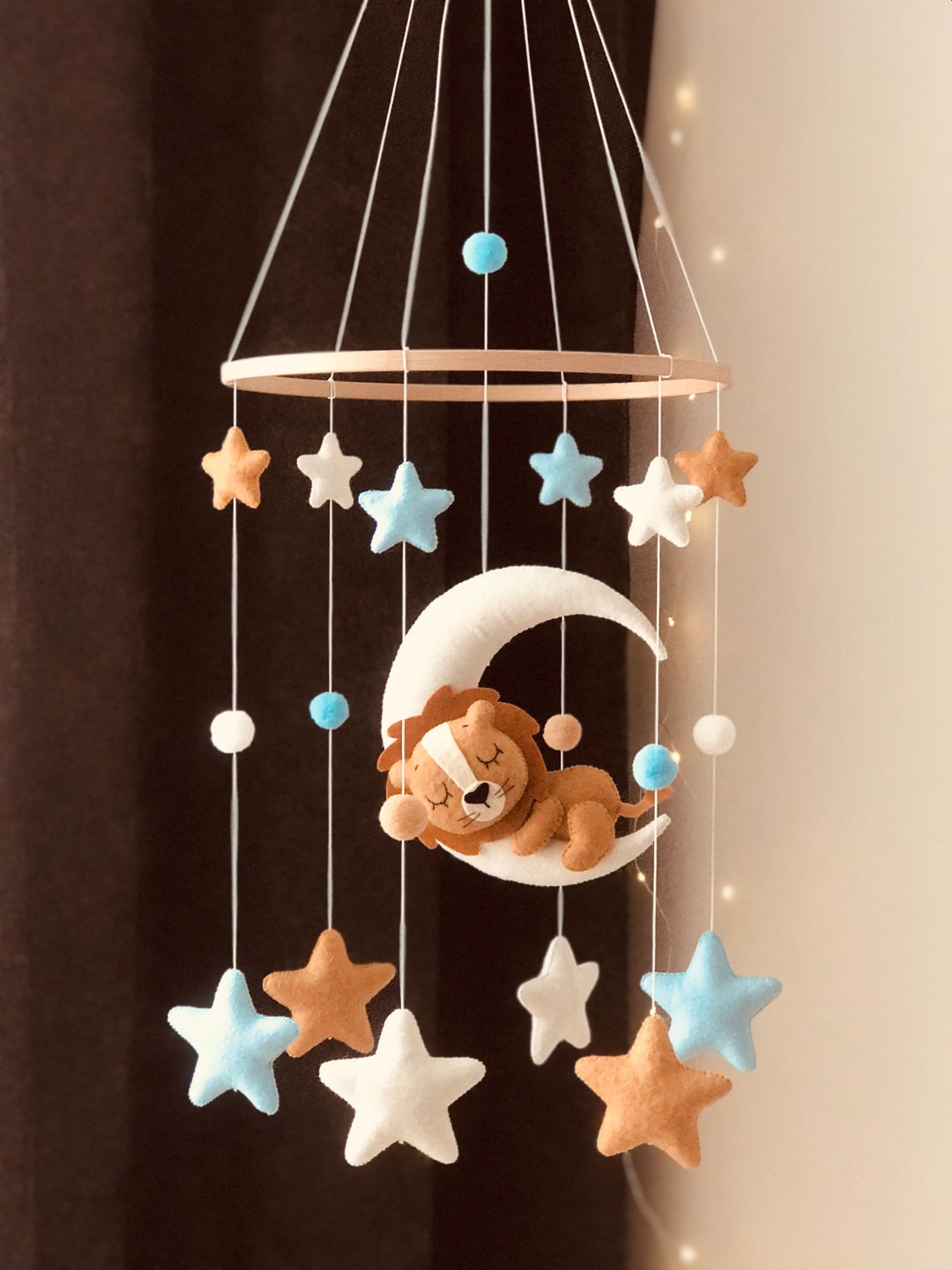 Lion Baby Mobile: Sleeping Simba on Moon, Nursery Decor Lion - Etsy