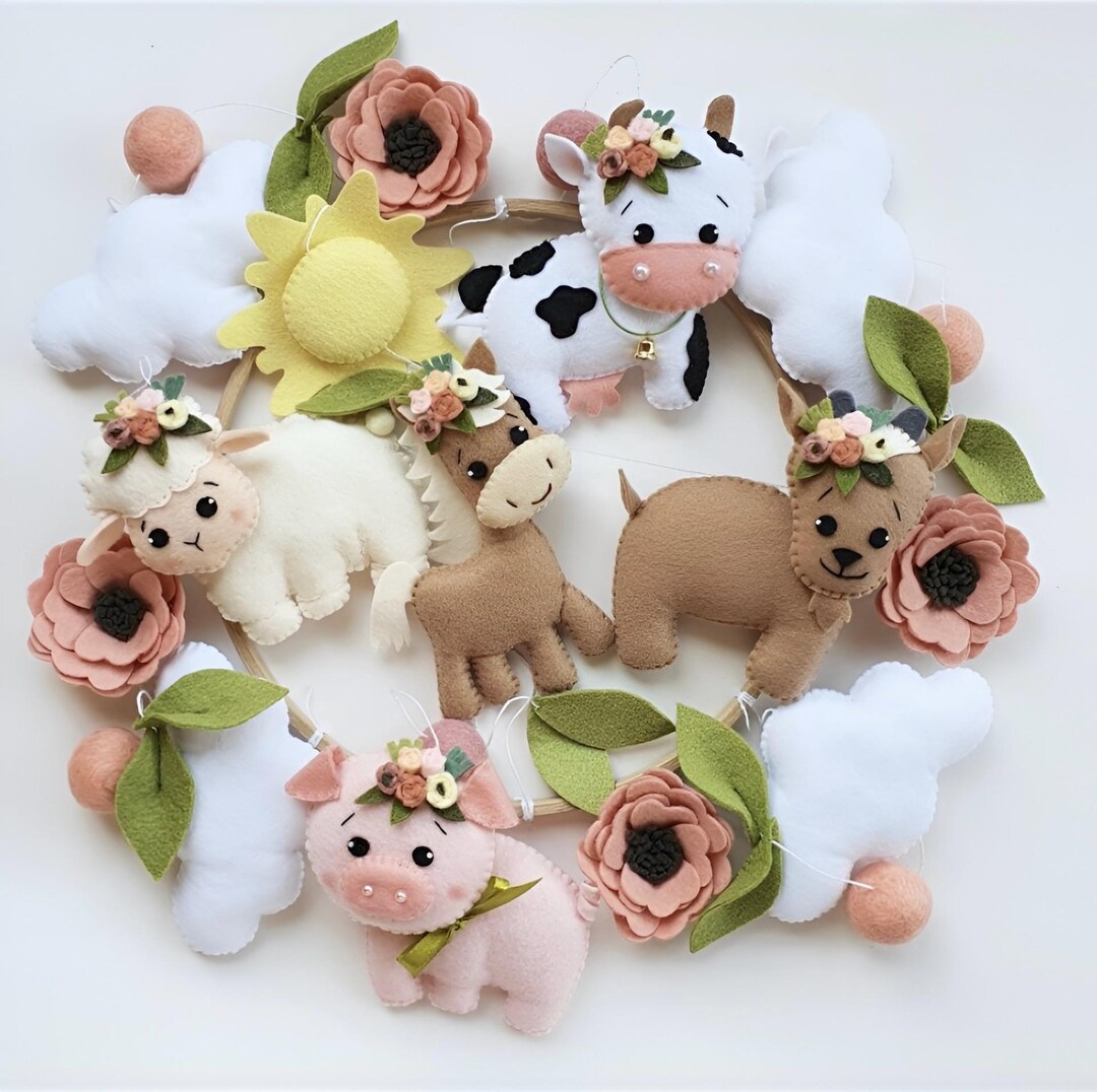 Handmade Farm Animals Baby Mobile: Felt Nursery Decor - Etsy