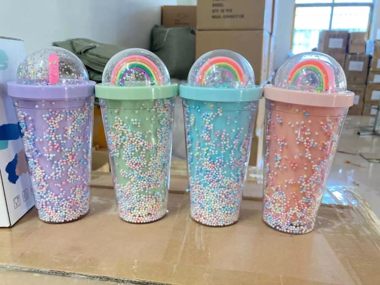 Colorful Rainbow Cup With Straw - Etsy