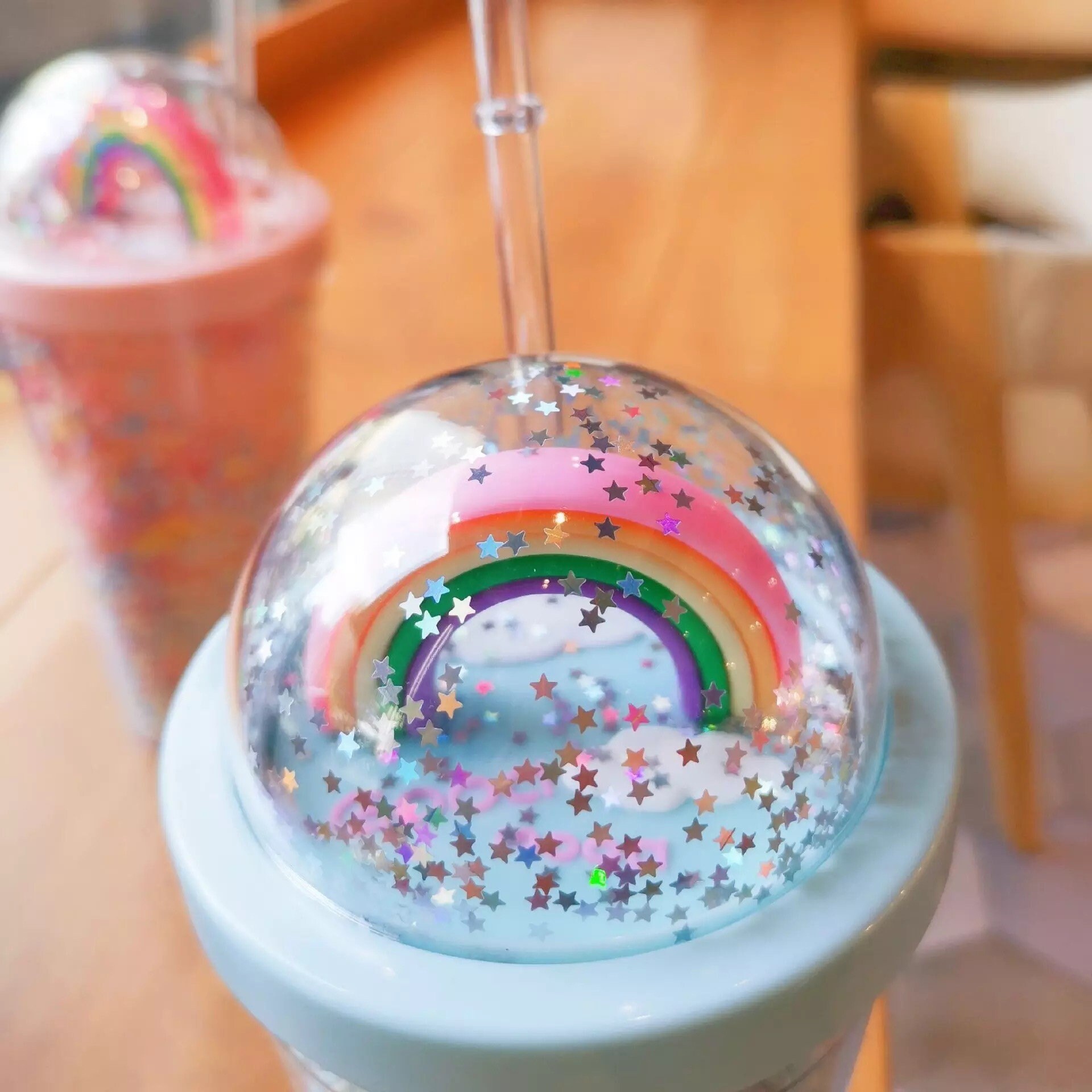Colorful Rainbow Cup With Straw - Etsy