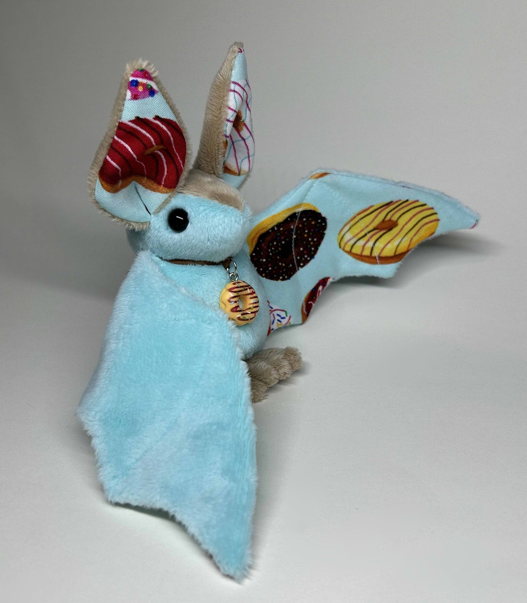 Blue and Tan Donut Bat Plush With Charm 12 Wingspan - Etsy