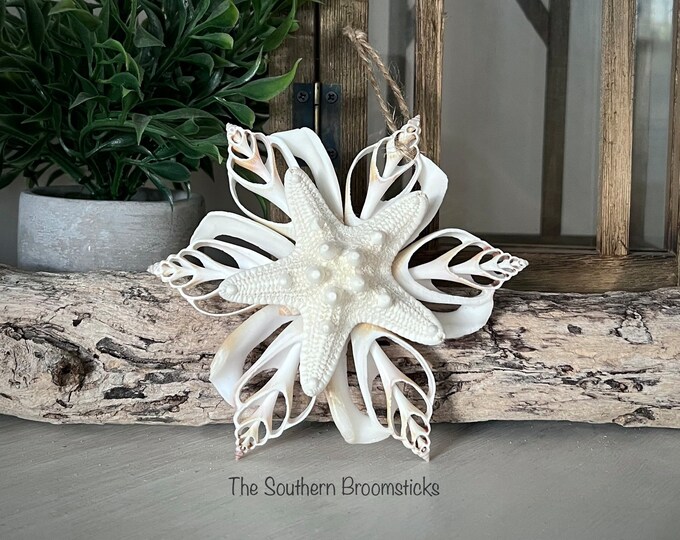 Coastal Seashell Snowflake Ornament With Starfish Center - Etsy