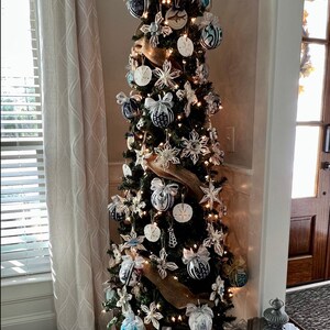 Coastal Seashell White Star Snowflake Ornament With White Flower - Etsy