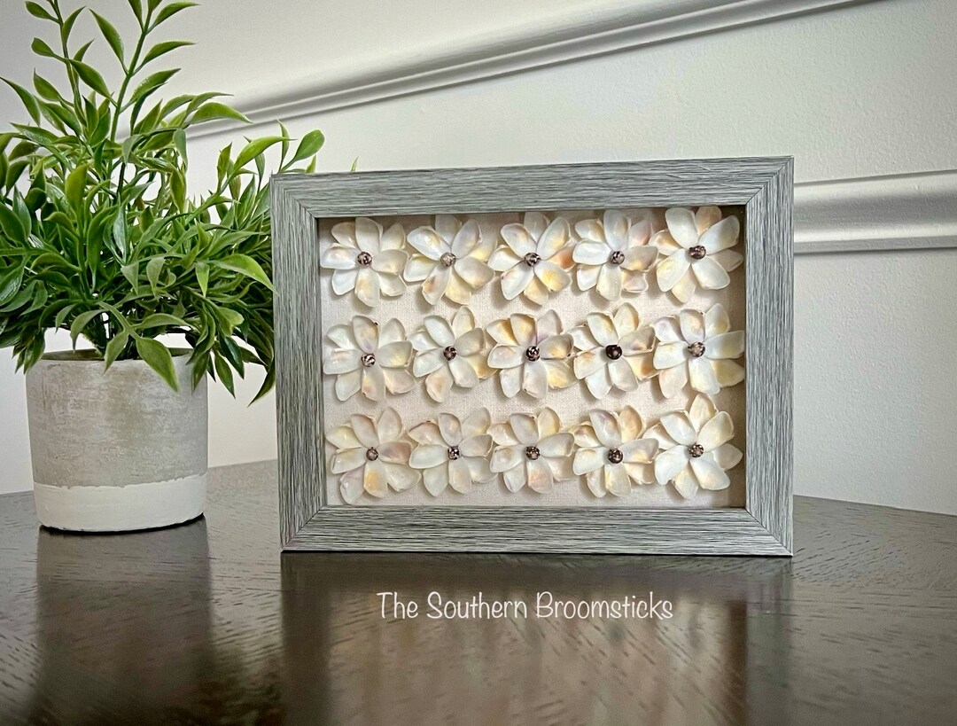 Coastal Seashell Flowers Shadowbox - Etsy