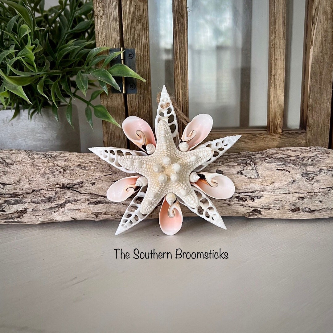 Coastal Seashell Snowflake Ornament With Starfish Flower - Etsy