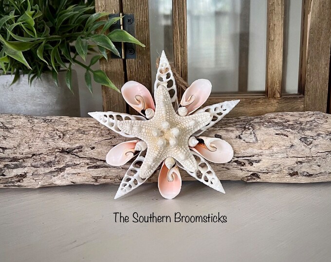 Coastal Seashell Snowflake Ornament With Starfish Flower - Etsy