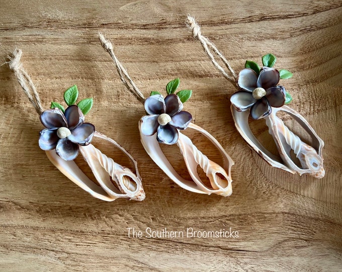 Coastal Seashell Ornament Set of 3 - Etsy