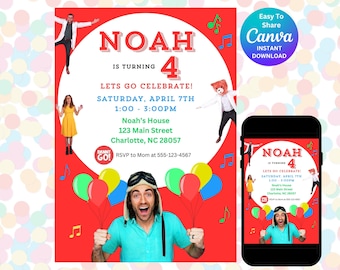 Danny Go Pool Party Editable Invitation, Danny Go Themed Party for Girl ...