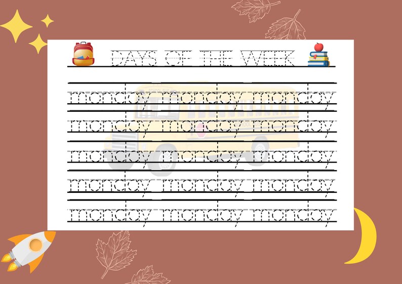 Digital Days of the Week Practice Writing. Learning to Write the Days ...