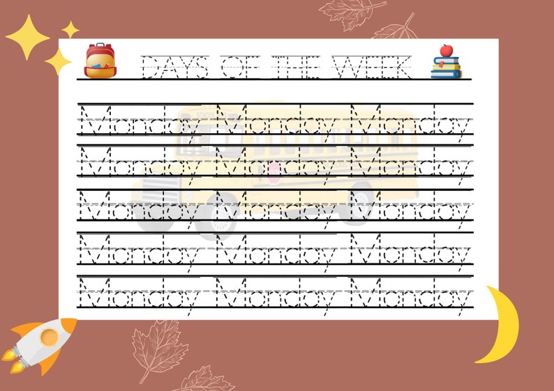 Digital Days of the Week Practice Writing. Learning to Write the Days ...