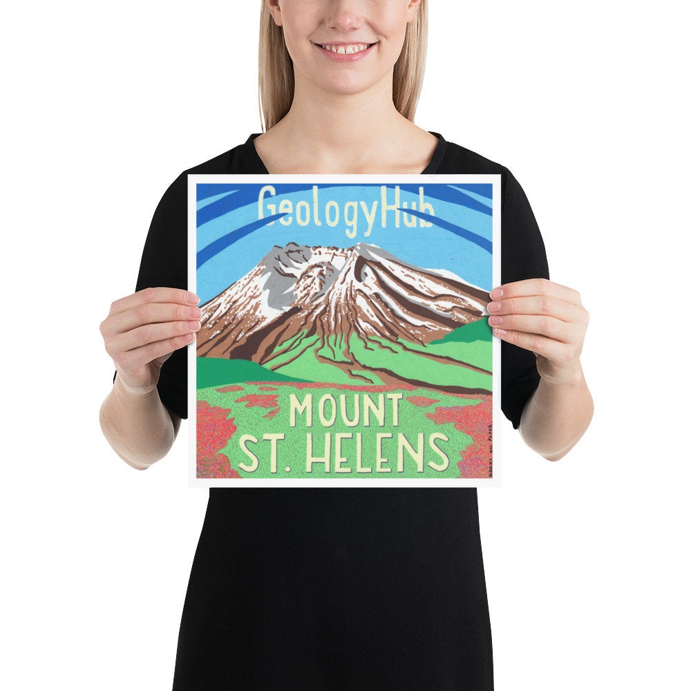 Square Geologyhub Mount St Helens Poster, Original Artwork Photo Paper ...