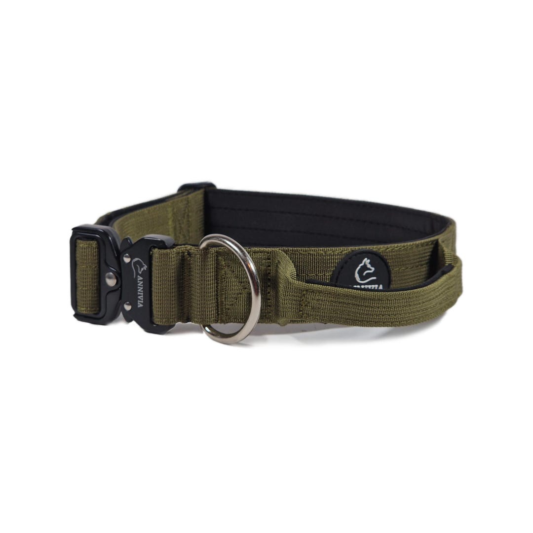 Army Green Color Tactical Dog Collars With Handle, Large Black Safe ...