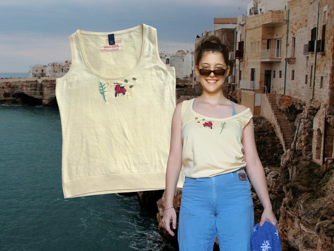 Knitted Shirt Pastel Yellow Rocket, Vespa/motorcycle, Olives, Bling ...