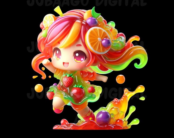 Kawaii/chibi Fruit Girl SVG/PNG / Designs / Graphics / Illustration ...