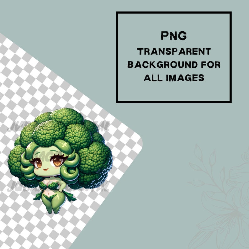 Chibi/kawaii Broccoli Girl SVG/PNG / Designs / Graphic / Illustration ...