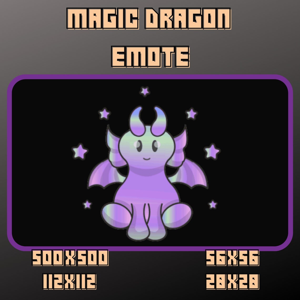 Magic Dragon Emote / Sub Badges / Twitch / Youtube / Discord / Kawaii ...