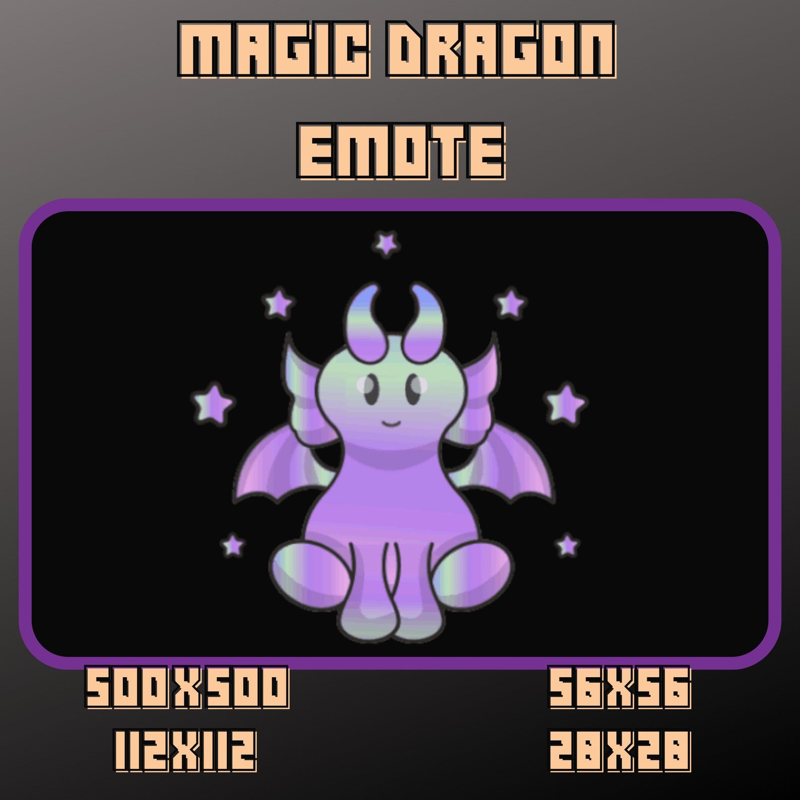Magic Dragon Emote / Sub Badges / Twitch / Youtube / Discord / Kawaii ...