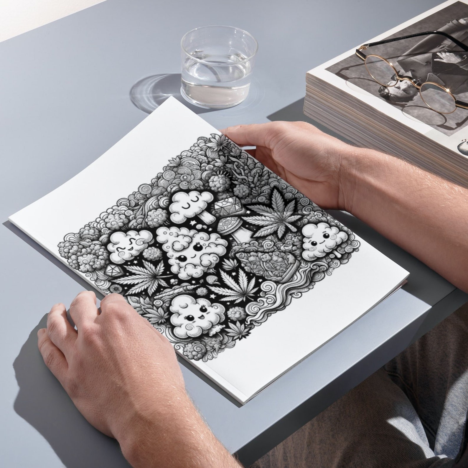 Artistic Cannabis Leaf Design, Creative Marijuana Sketch for Unique ...