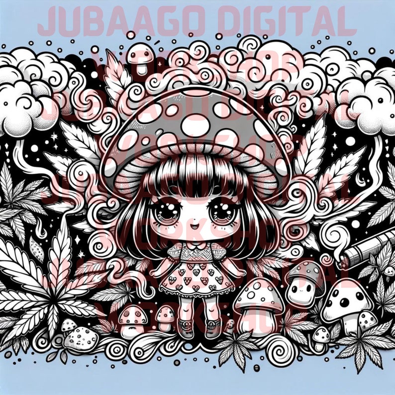 Cute Psychedelic Doodle Art, Marijuana Leaf Illustration, Cannabis ...