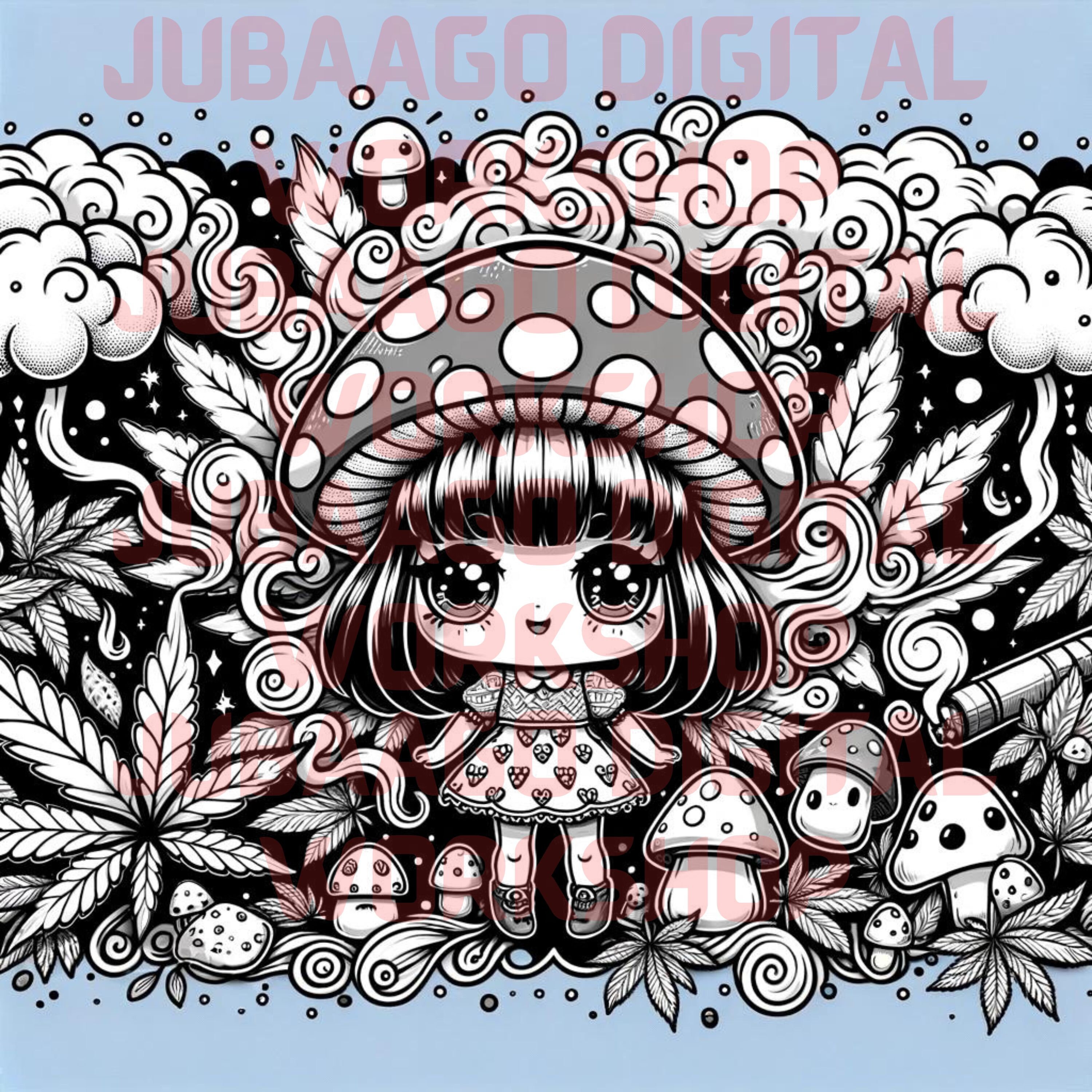 Cute Psychedelic Doodle Art, Marijuana Leaf Illustration, Cannabis ...