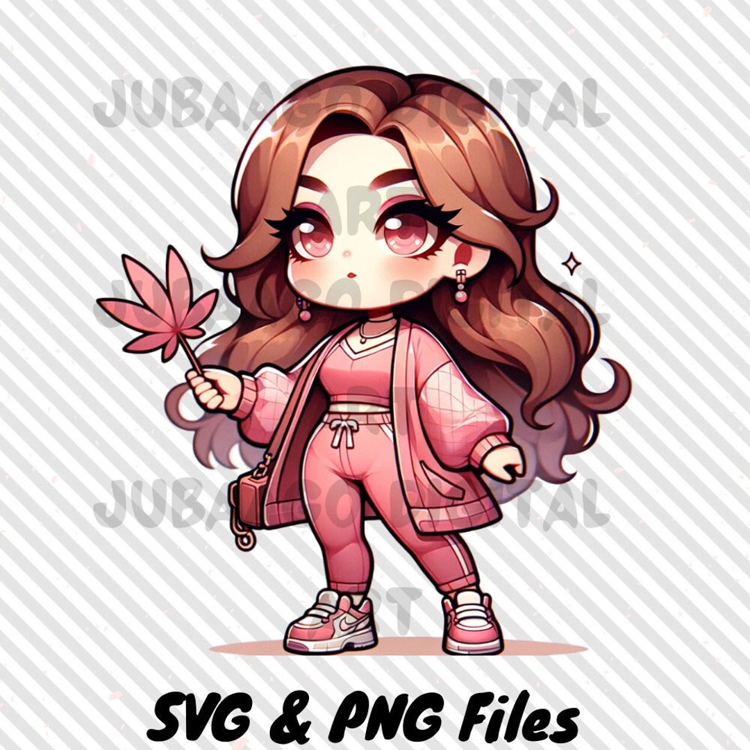 Chibi Stoner Girl PNG/SVG, Retro Girl PNG, Kawaii Girl Png, Dope Leaf ...