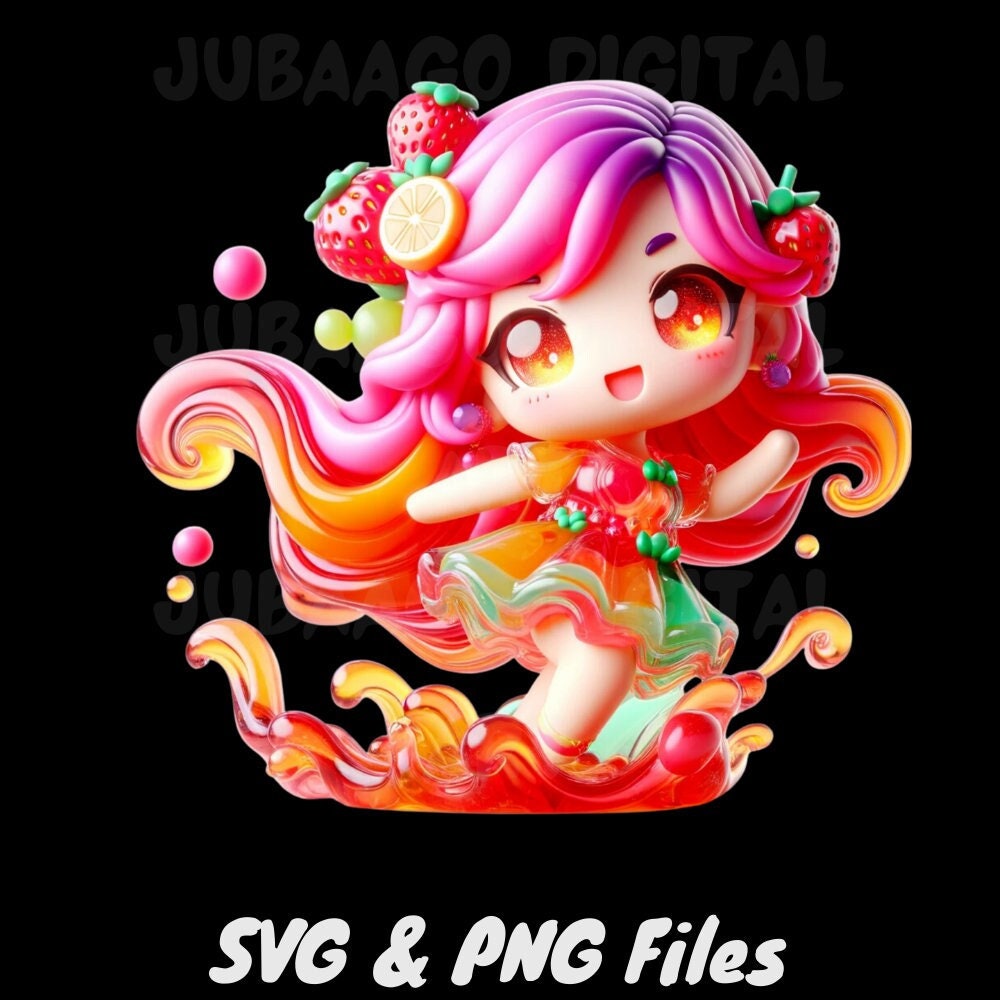 Kawaii/chibi Fruit Girl SVG/PNG / Designs / Graphics / Illustration ...