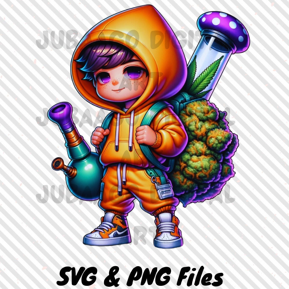 Chibi Stoner Boy PNG/SVG, Weed Nug PNG, Mushroom Png, Dope Leaf Png ...