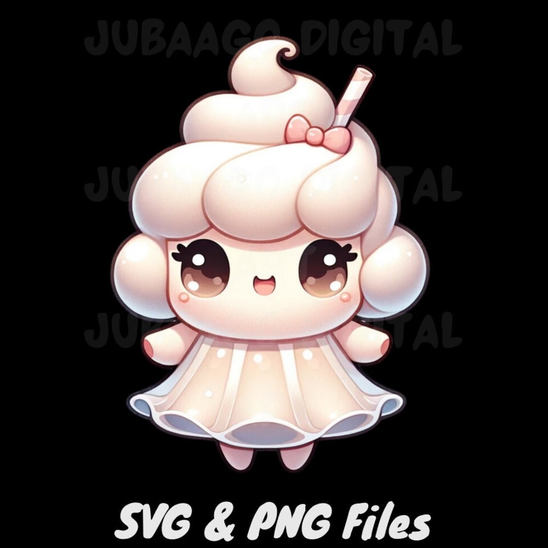 Chibi/kawaii Whipped Cream Girl SVG/PNG / Designs / Graphic ...