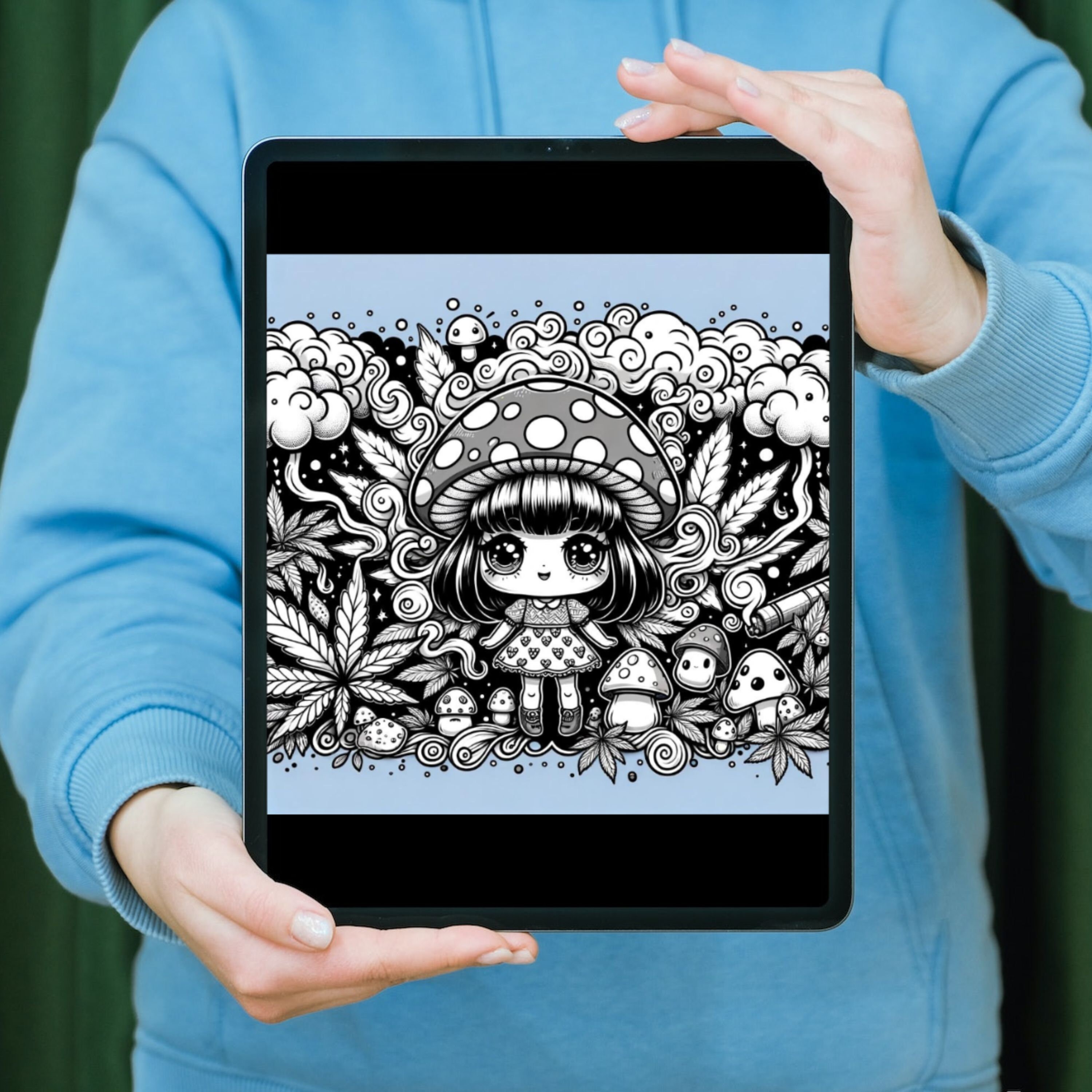 Cute Psychedelic Doodle Art, Marijuana Leaf Illustration, Cannabis ...