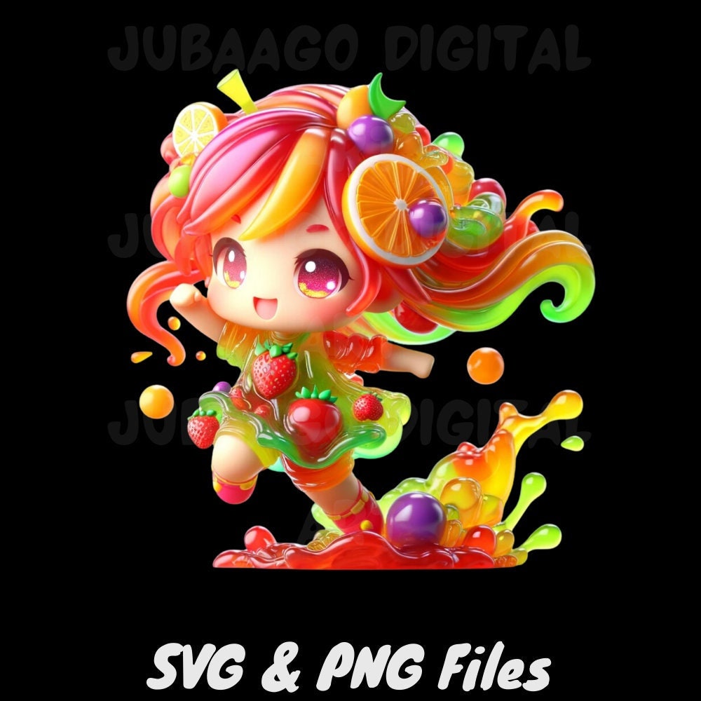 Kawaii/chibi Fruit Girl SVG/PNG / Designs / Graphics / Illustration ...