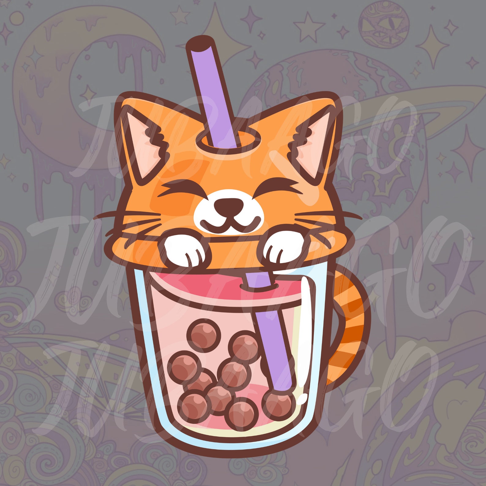 Kawaii Cat Boba PNG Chibi Clipart Kawaii Designs. Boba | Etsy Canada