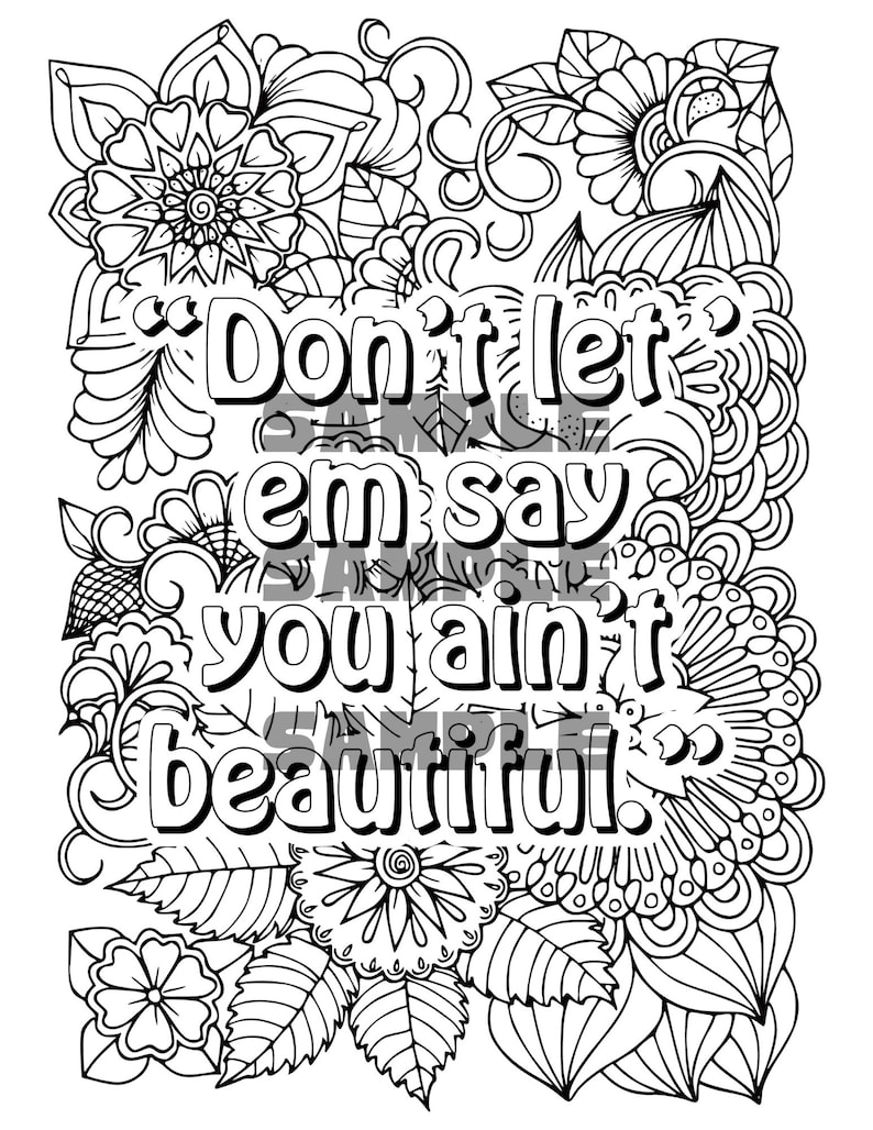 9 Popular Quotes, Flower Coloring Pages, Adult Digital Art, Printable ...