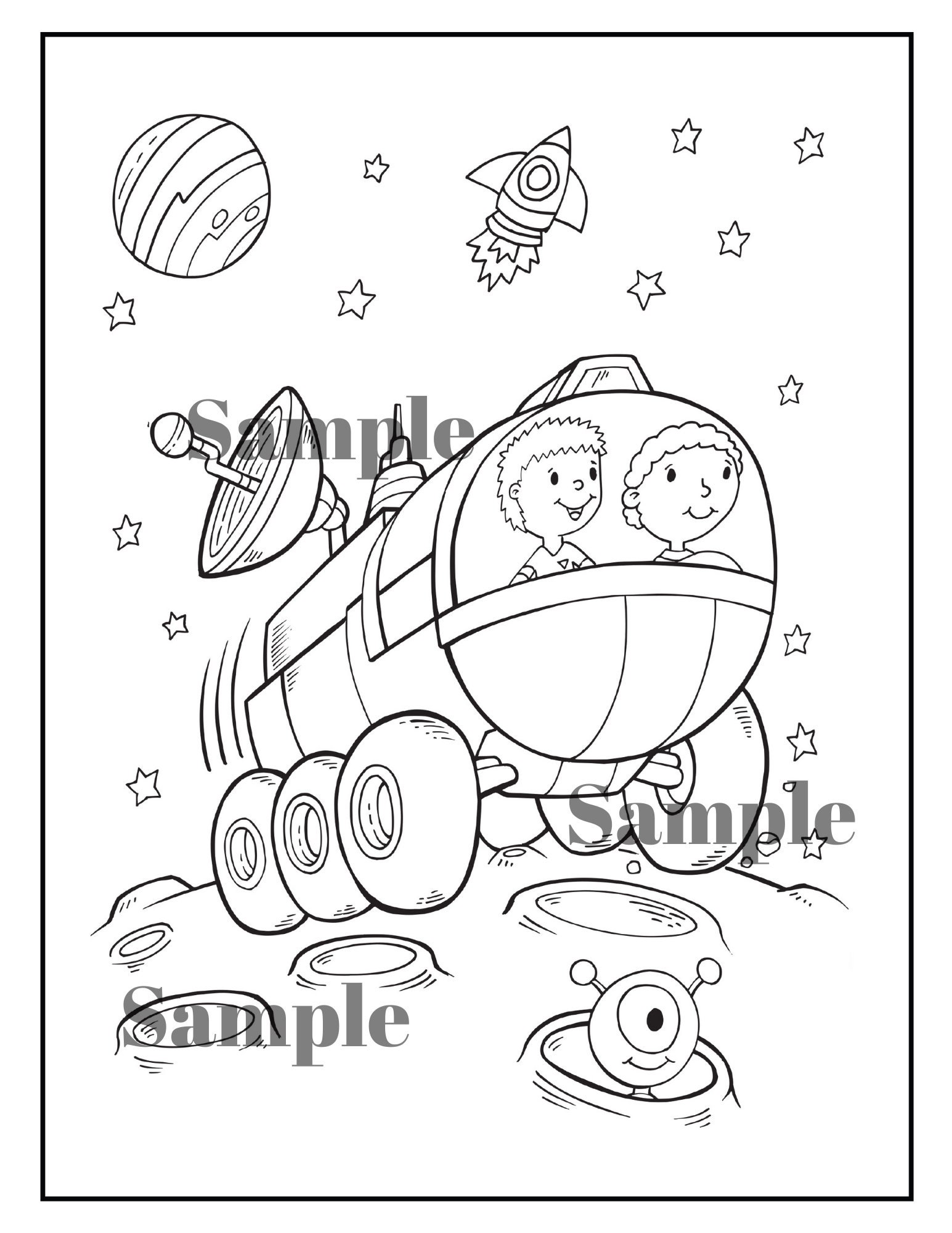 50 Astronaut Coloring Pages, Space Printable, Doodle Outline, Bundle ...