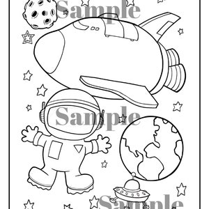 50 Astronaut Coloring Pages, Space Printable, Doodle Outline, Bundle ...