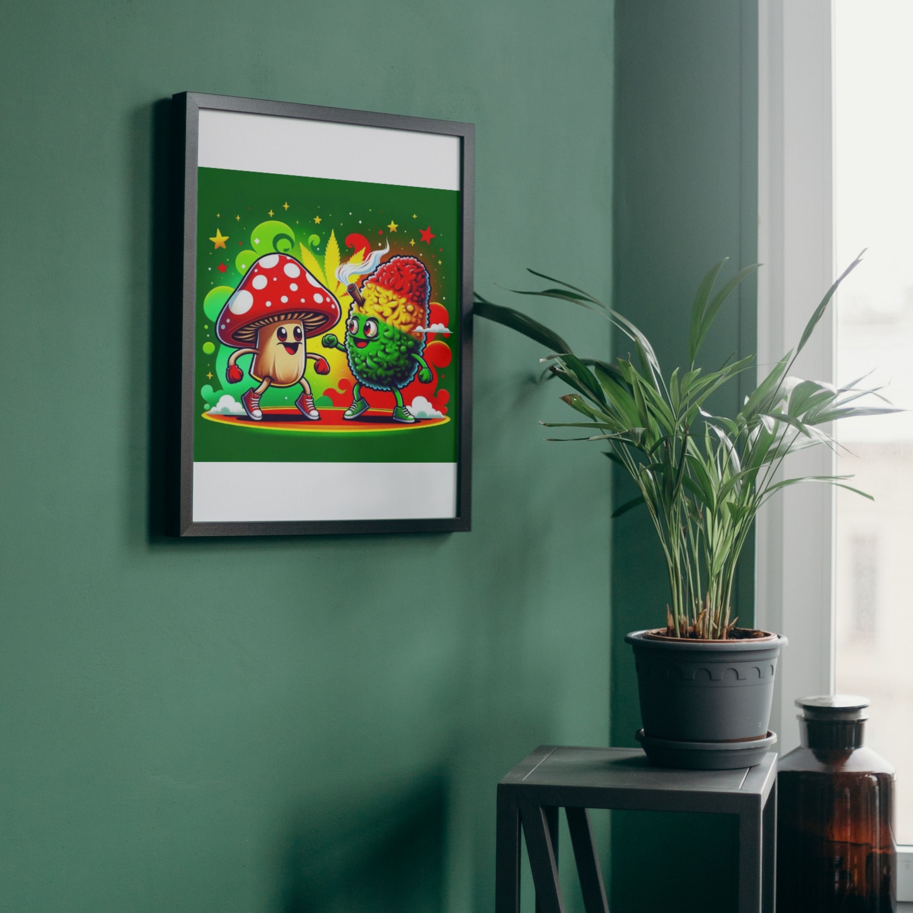 Rasta Weed Nug Vs Mushroom Battle Illustration Reggae Vibes SVG/PNG/JPG ...