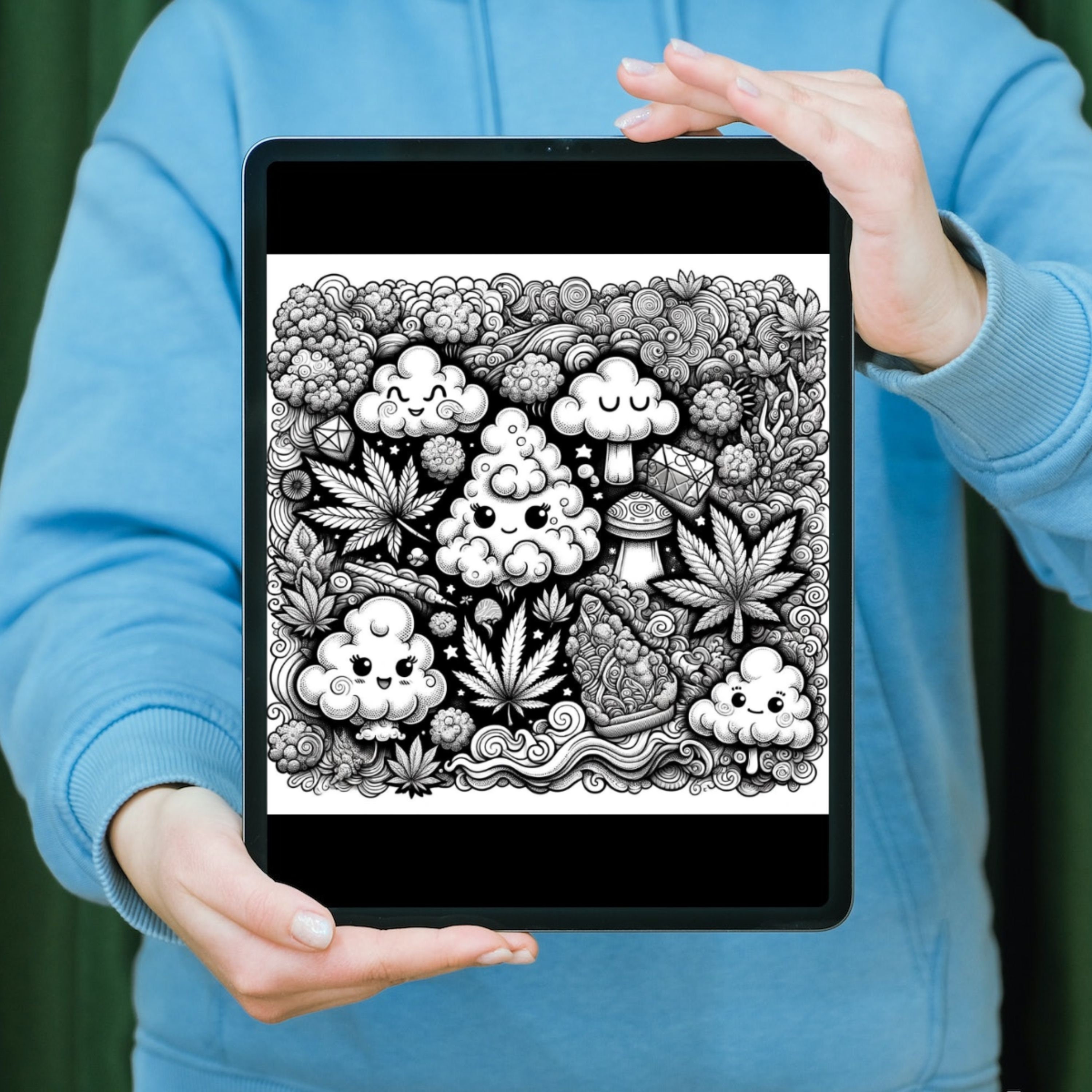 Artistic Cannabis Leaf Design, Creative Marijuana Sketch for Unique ...