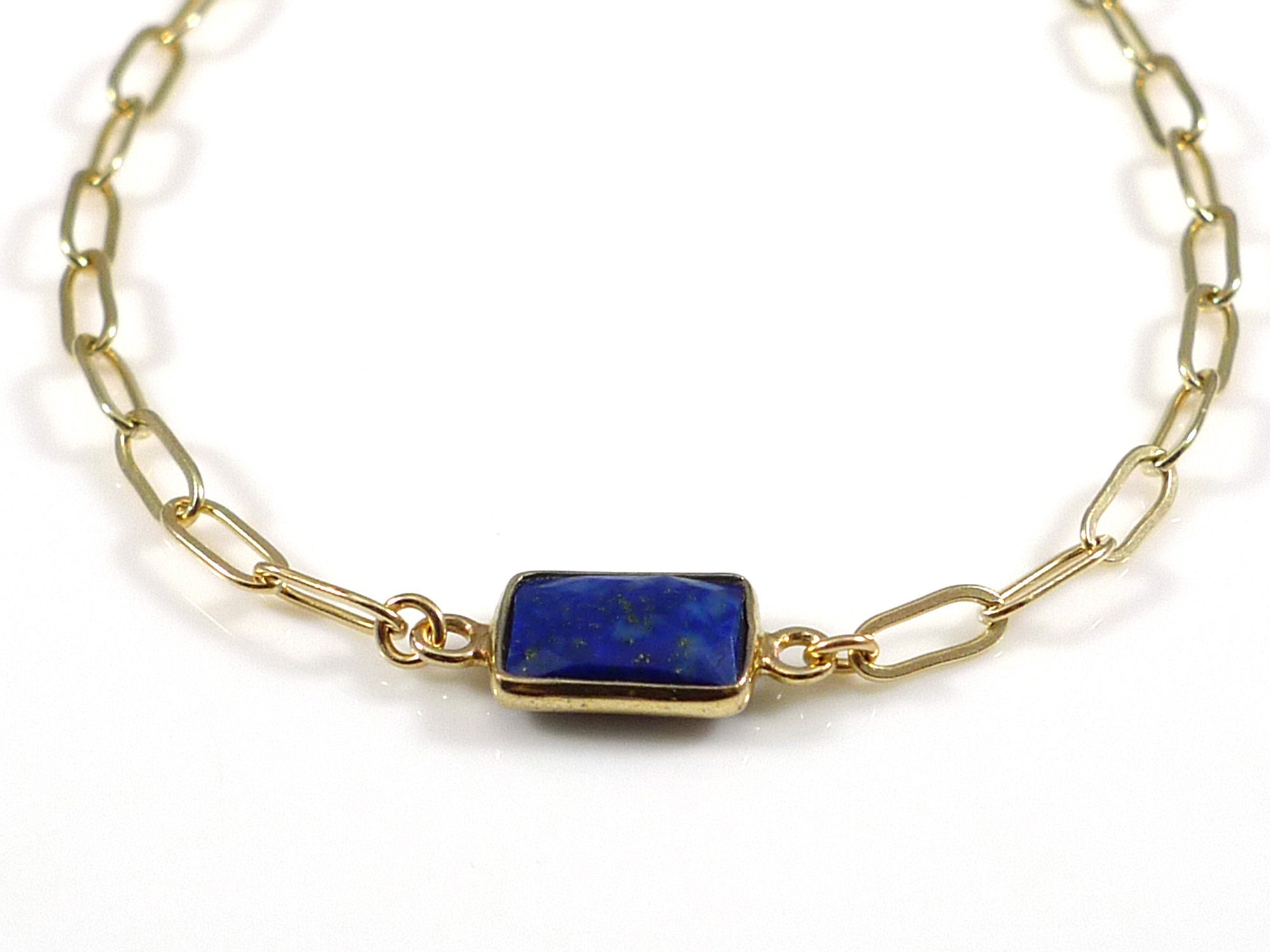 Real Vermeil Lapis Lazuli Gemstone Bracelet / Vermeil Lapis Gemstone ...
