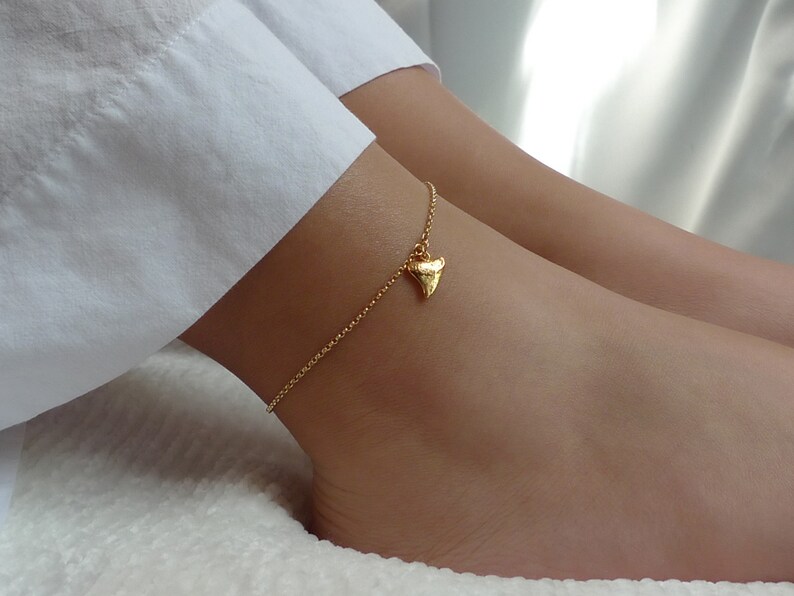 Gold Shark Tooth Anklet/gold Anklet Bracelet /gold Tooth - Etsy
